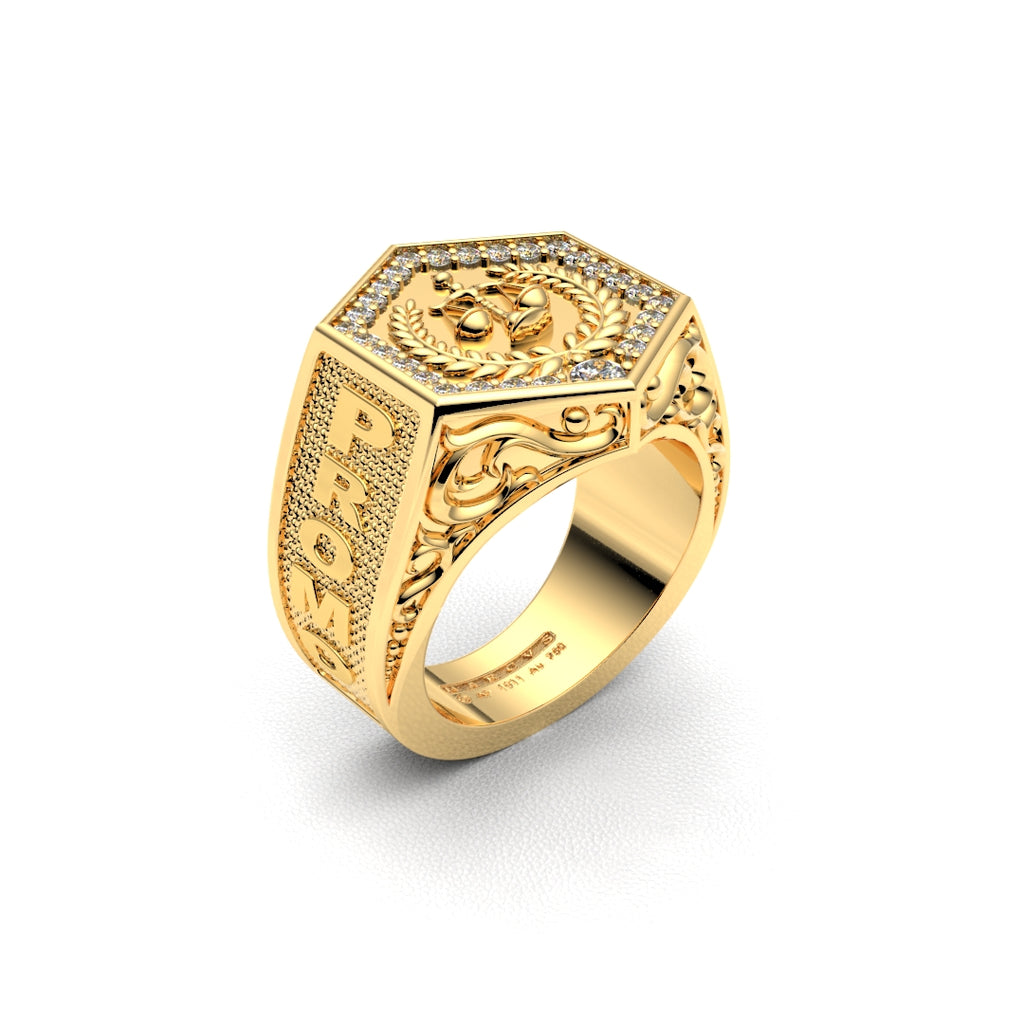 OCTOGONO ANILLO DE GRADUACIÓN ORO 18K - MARCVS JOYEROS – Marcvs Joyeros